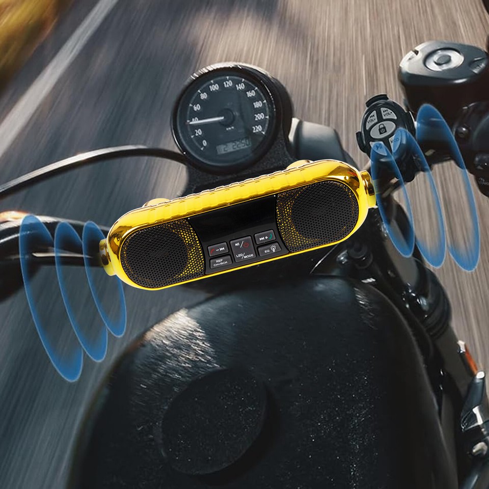 Waterproof Bluetooth Motorcycle Stereo Speaker MP3 Audio Radio System W ...