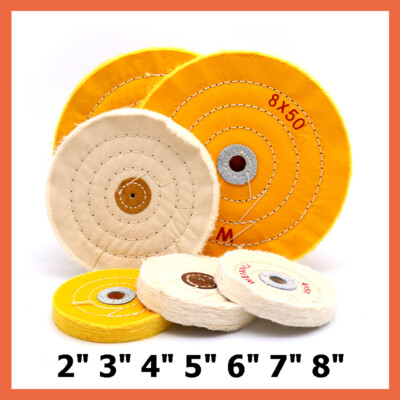 2"-8" Spiral Stitched Cotton Buffing Polishing Wheel Mop 50 Layer Bench ...