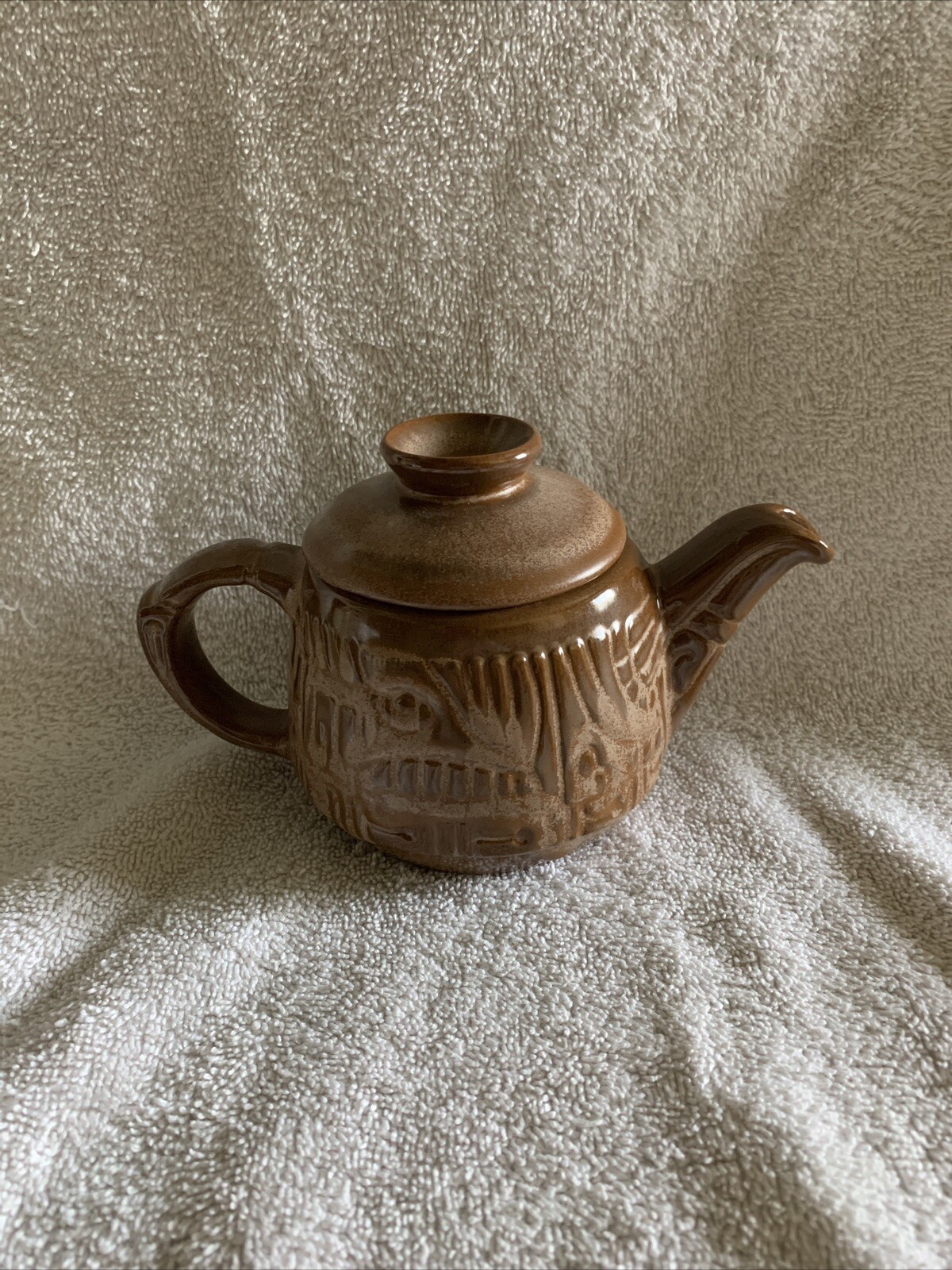 Frankoma Pottery Aztec Teapot Brown Mayan Decor Vintage | eBay