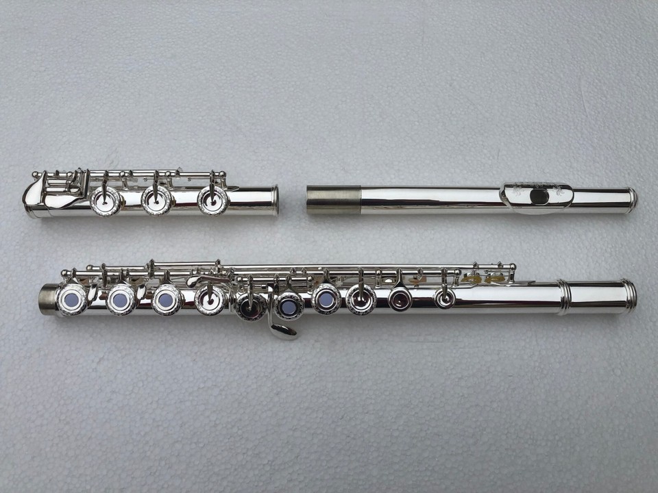 Professional 17 Open Hole Silver-Plated Carved Flute French Key E Key B ...