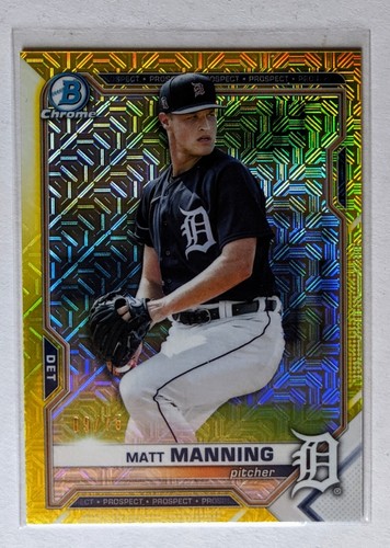 2021 Bowman Chrome Mega Box Matt Manning Yellow Mojo Refractor /75 BCP111 Tigers | eBay