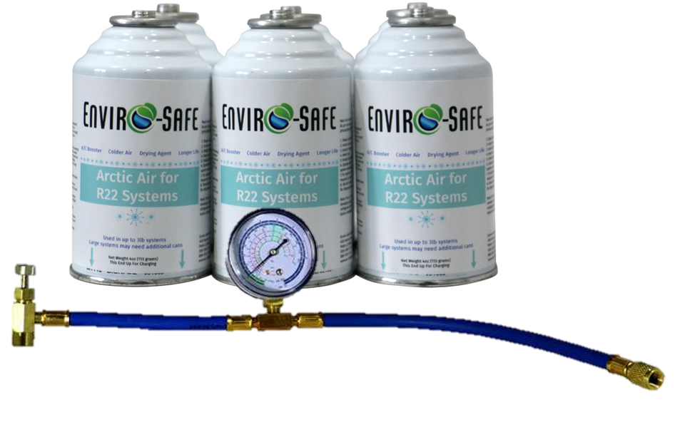 Envirosafe Arctic Air for R22 , AC Coolant Support, 6 cans and gauge | eBay