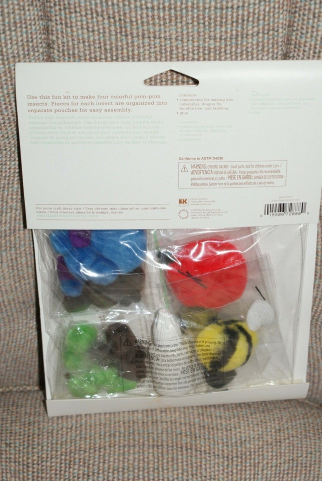 Pom Pom Insect Kit Martha Stewart Create Ladybug Bee Caterpillar+ Fast ...
