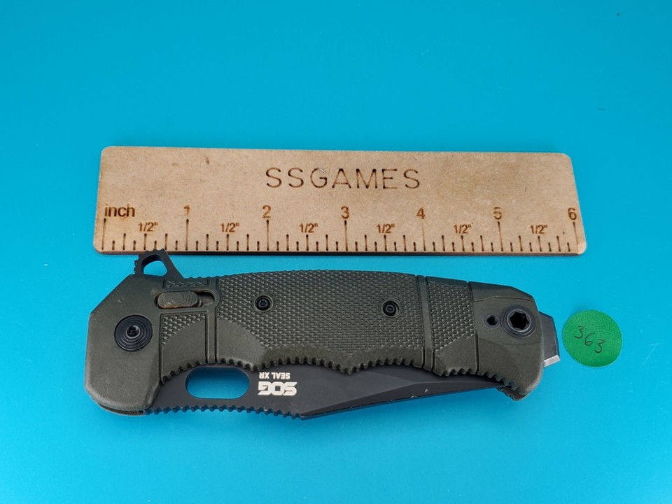 SOG Seal XR Flipper Knife OD Green FRN (3.9" Black S35VN) BHQ Exclusive ...