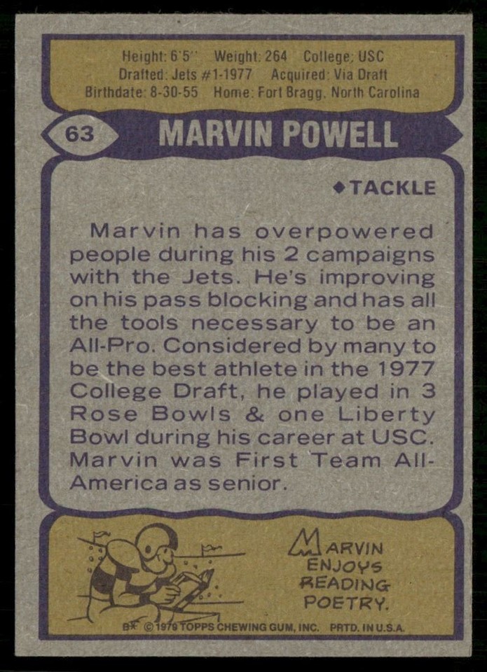 1979 Topps Marvin Powell New York Jets #63 *C* | eBay