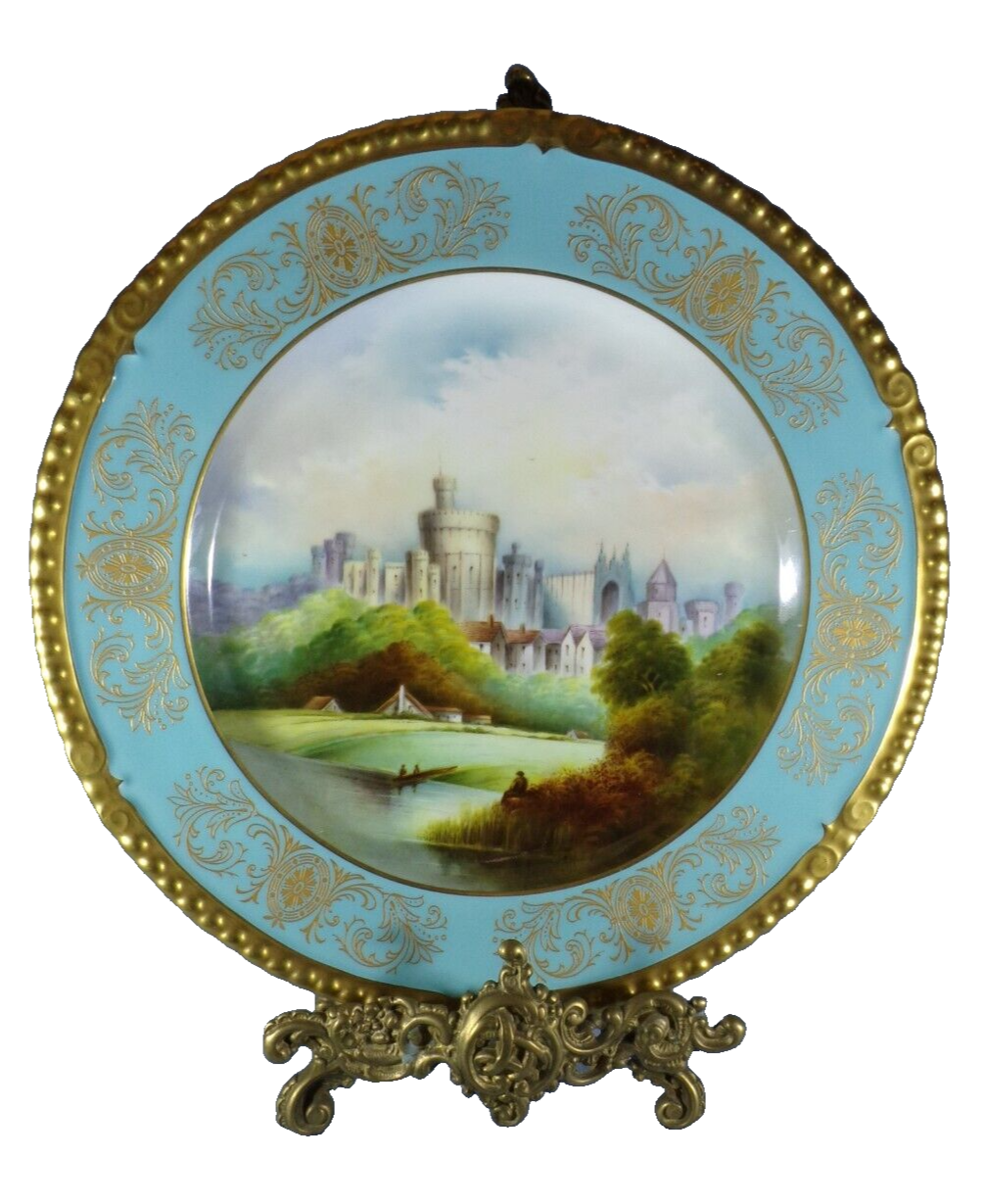 AYNSLEY FINE ART HANDPAINED CABINET PLATE BY L WOODHOUSE WINDSOR CASTLE ...