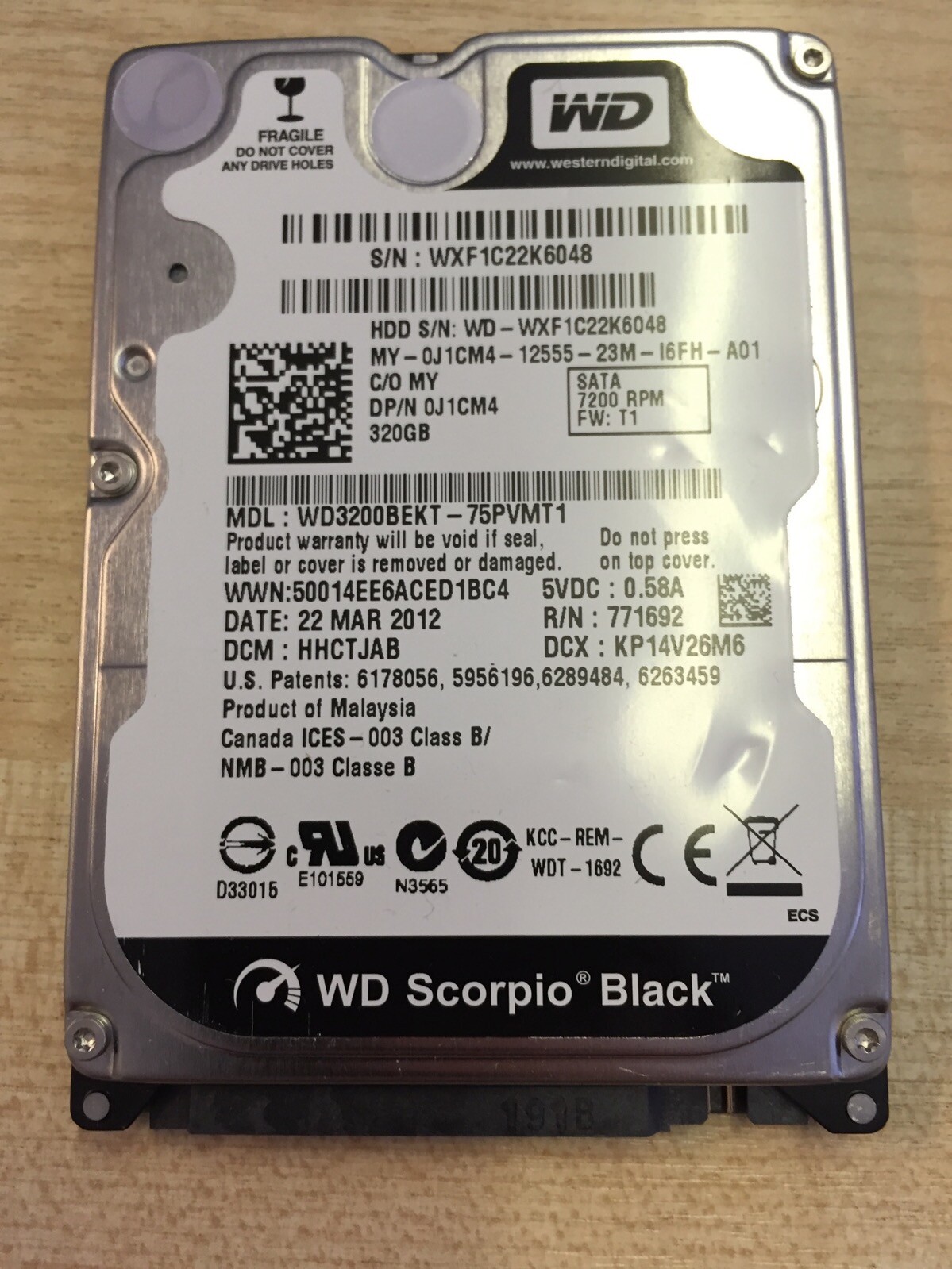Western Digital Scorpio Black 320GB 2.5" SATA HDD Hard Drive 7200rpm ...