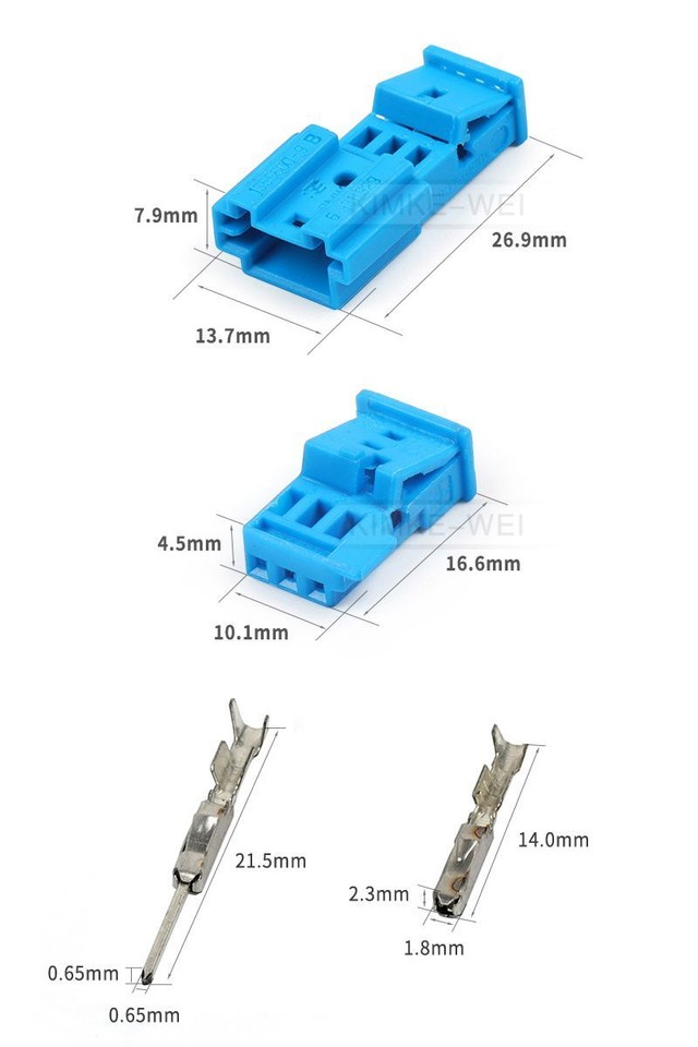 3 Pin TE MQS Automotive Male Female Tweeter Connector Plug Socket Kit ...