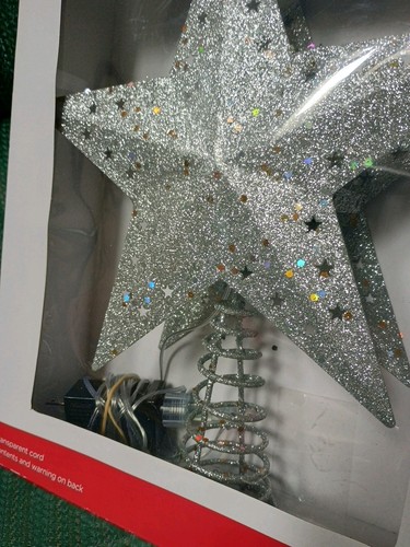 Ashland Christmas Star Tree Topper Metal Silver Sparkle Light Up ...