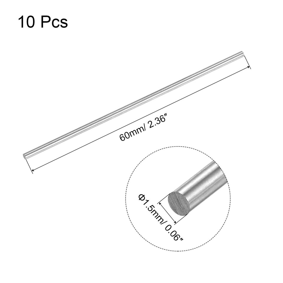 1.5x60mm(Dia -0/-0.01mm) Round Steel Rod 63-65 HRC HSS Lathe Bar Tool ...