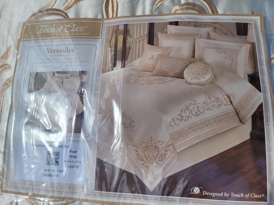 Touch Of Class Versailles Pearl Embroidered Comforter & 2 Sham Set ...