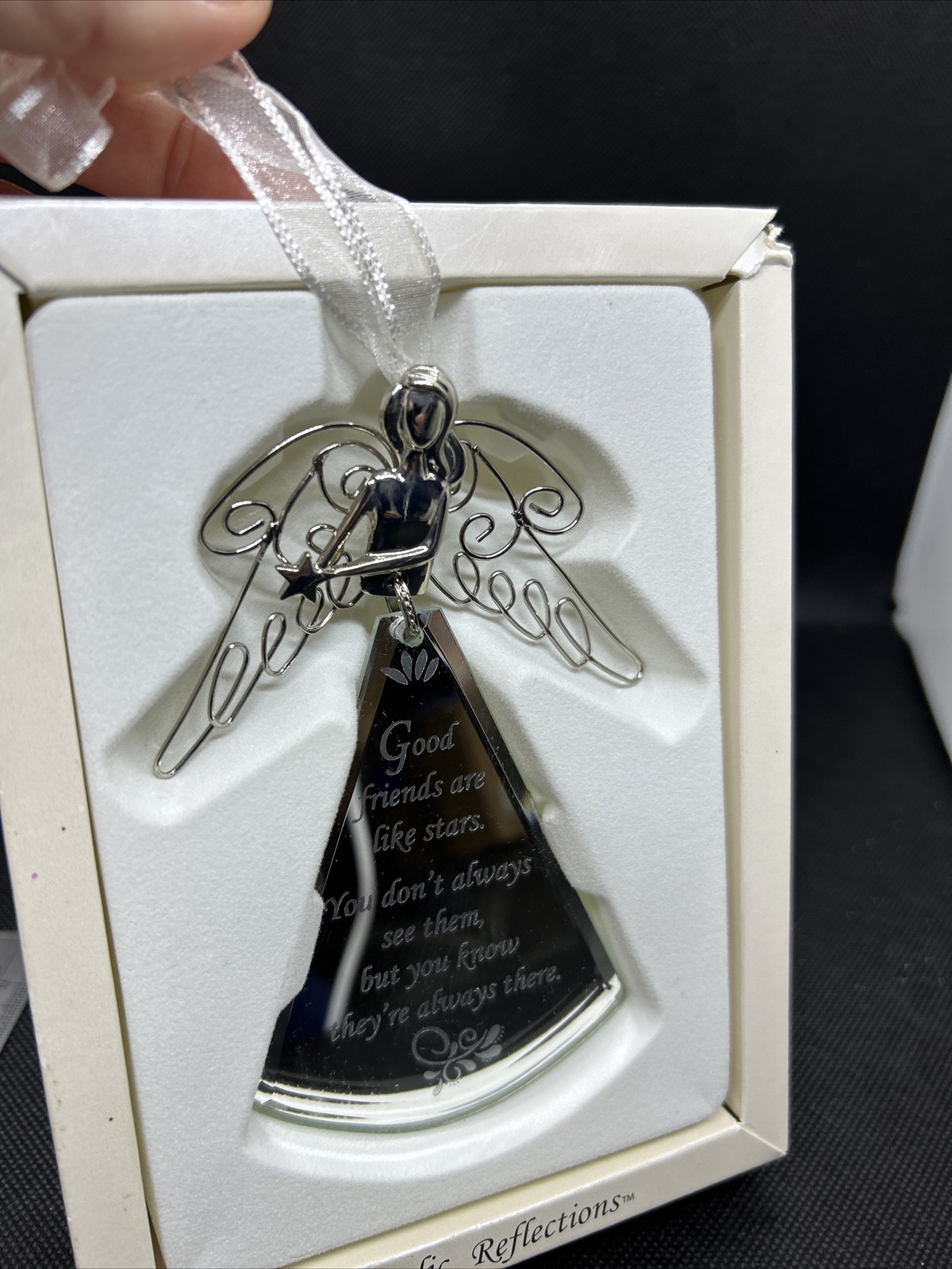 Angelic Reflections Mirrored Angel Ornament Good Friends Are Like Stars ...