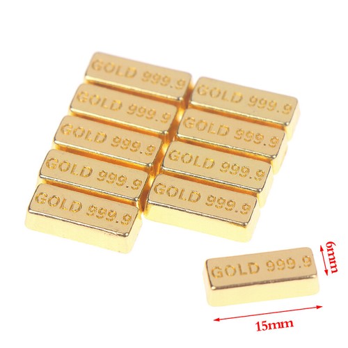10pcs/set 1:12 Dollhouse Miniature Gold Bars Coin Model Doll House ...