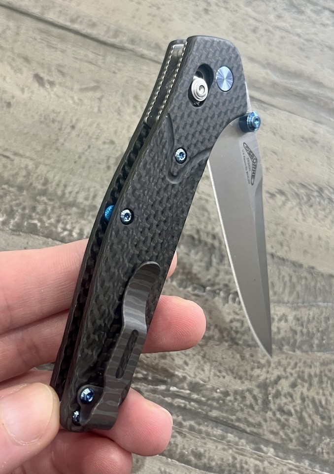 Benchmade 943 OSBORNE Carbon Fiber BLUE Titanium, RARE LUXURY CLASS ...