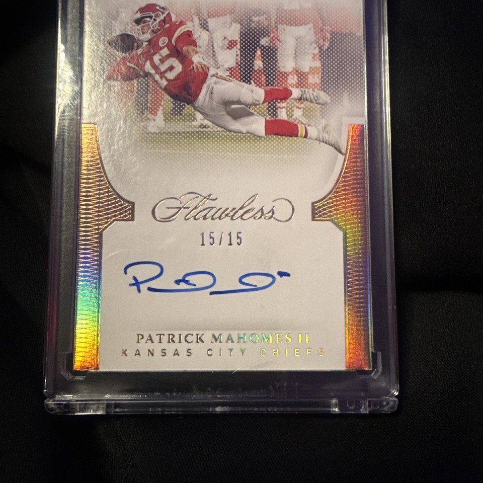 21 PANINI FLAWLESS FLYERS PATRICK MAHOMES 15/15 HOLO GOLD AUTO Jersey ...