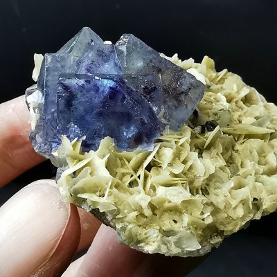 53g Natural Clear Purple Phantom Blue Cube Fluorite Calcite Specimen ...