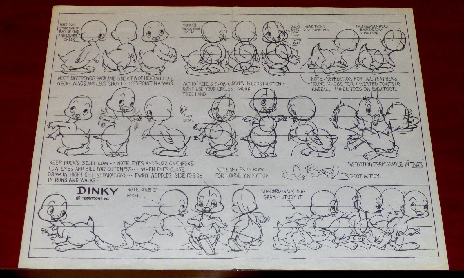TERRYTOONS DINKY DUCK ORIGINAL 1940 PRODUCTION MODEL SHEET | eBay