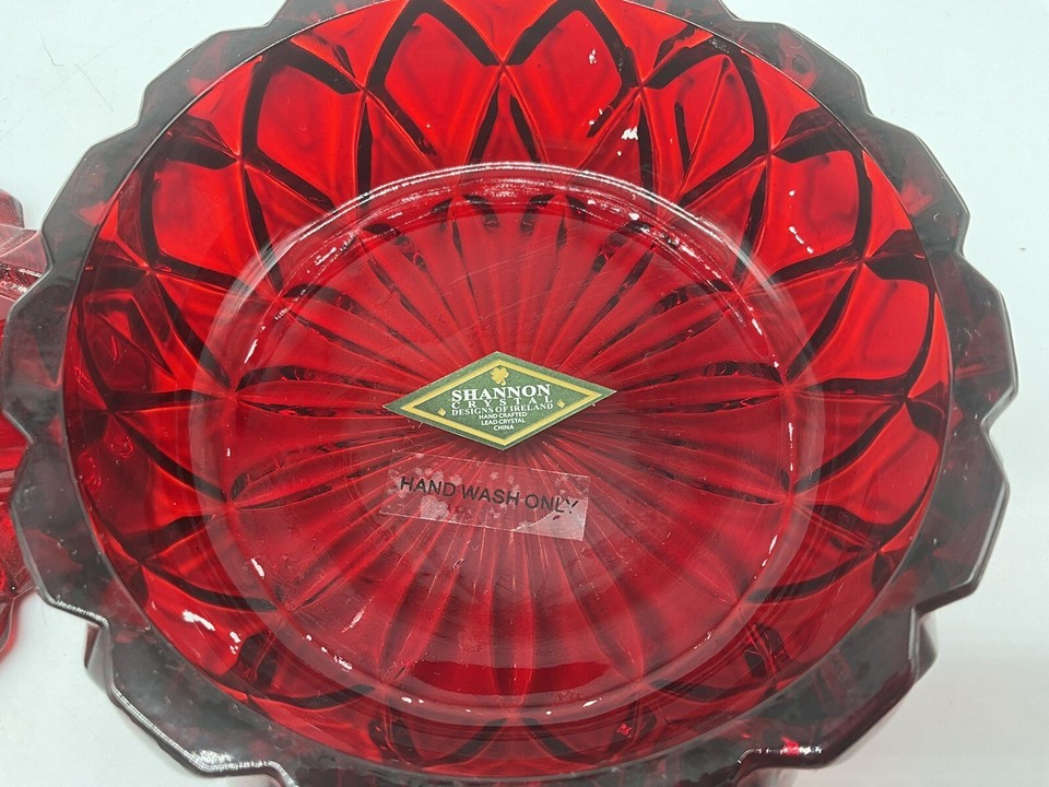 Shannon Cyrstal Designs of Ireland Flash Red KISS 2 Piece Candy Dish ...