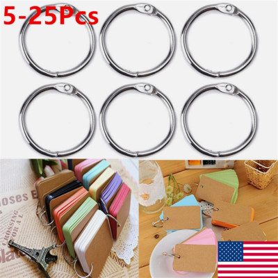 5-25Pcs DIY Binder Book Keyring Loose Leaf Binding Cards Rings Metal ...