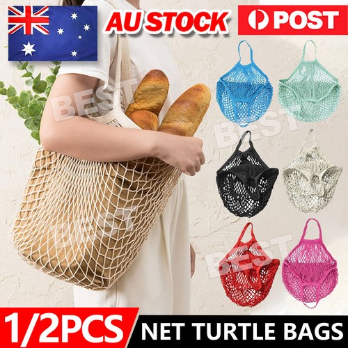 1/2PCS Handbag Mesh Net Turtle Bags String Shopping Bag Reusable Fruit ...