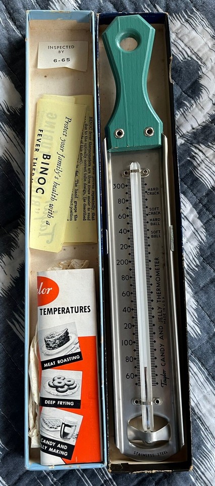 Vintage Taylor Candy & Jelly Thermometer W/ Original Box & Wooden ...