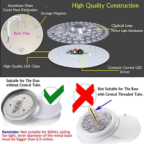 18W LED Ceiling Fan Light KitLED Light Board Panel for Flush Mount ...