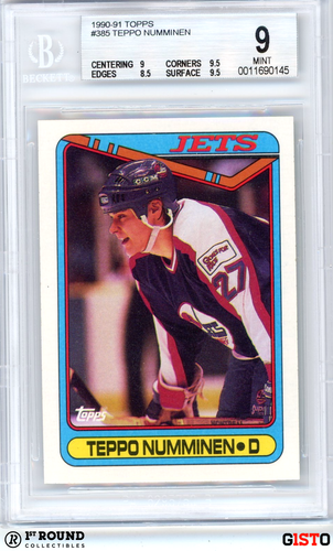 POP 1: Teppo Numminen RC BGS 9: 1990-91 Topps Rookie Card Gisto #385 | eBay