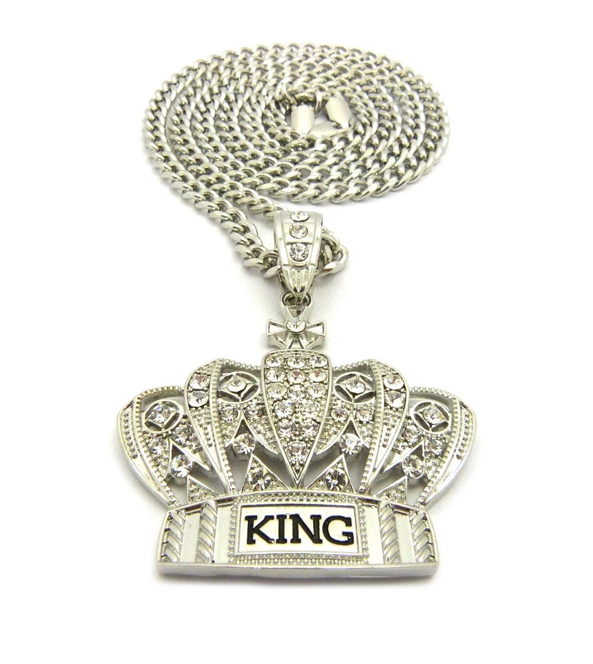 NEW KING CROWN PENDANT & 36" CUBAN CHAIN HIP HOP NECKLACE - XYP10R | eBay