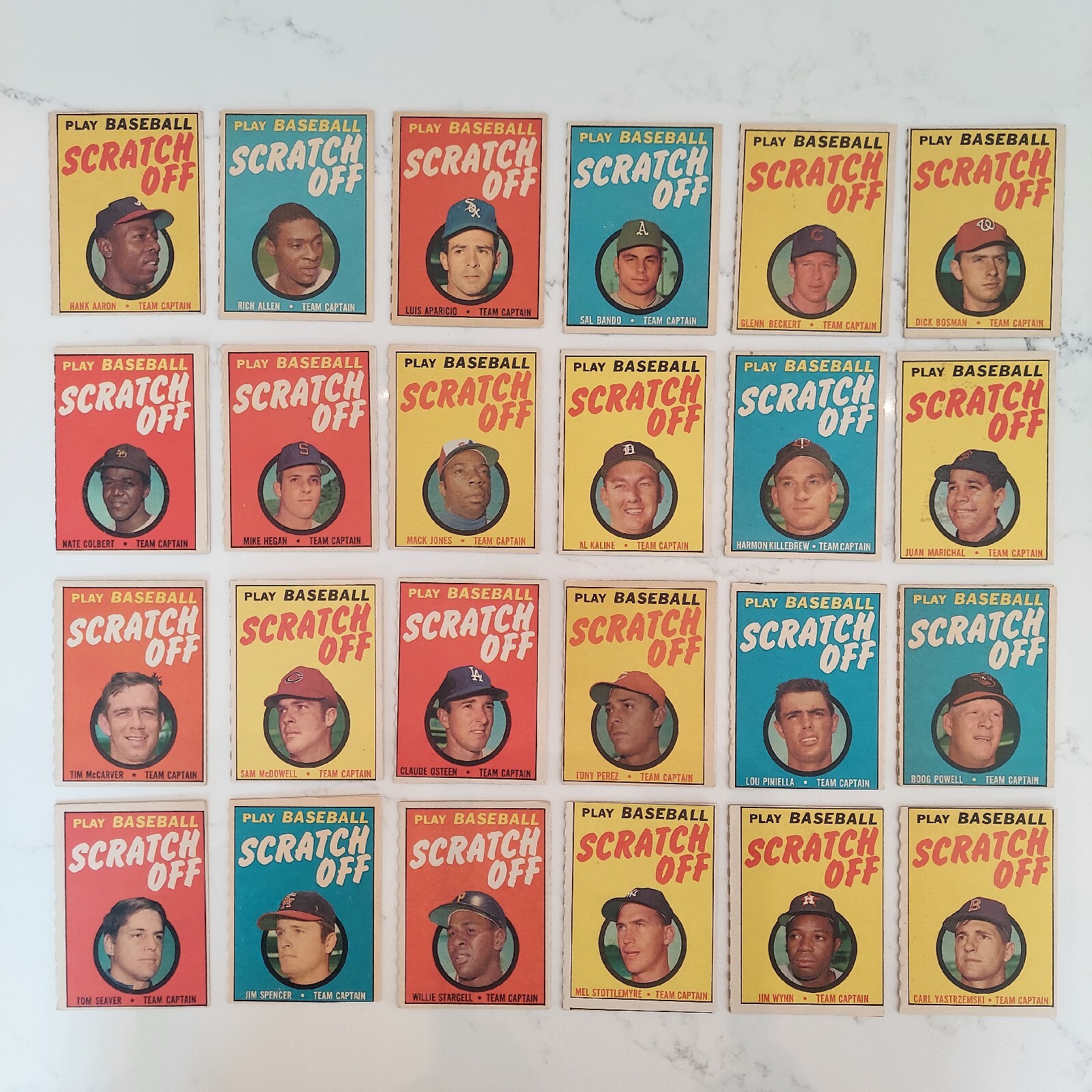 1970 TOPPS BASEBALL SCRATCH OFFS - COMPLETE 24-CARD SET - UNSCRATCHED ...