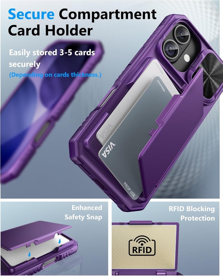 For iPhone 17 Case with Slide Camera Cover w Screen Protector Built-in ...