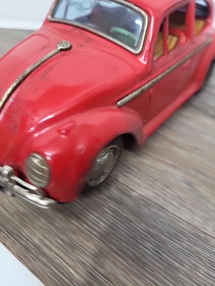Vintage Bandai VW Bug Battery Operated Red Volkswagen Beetle Toy Car ...