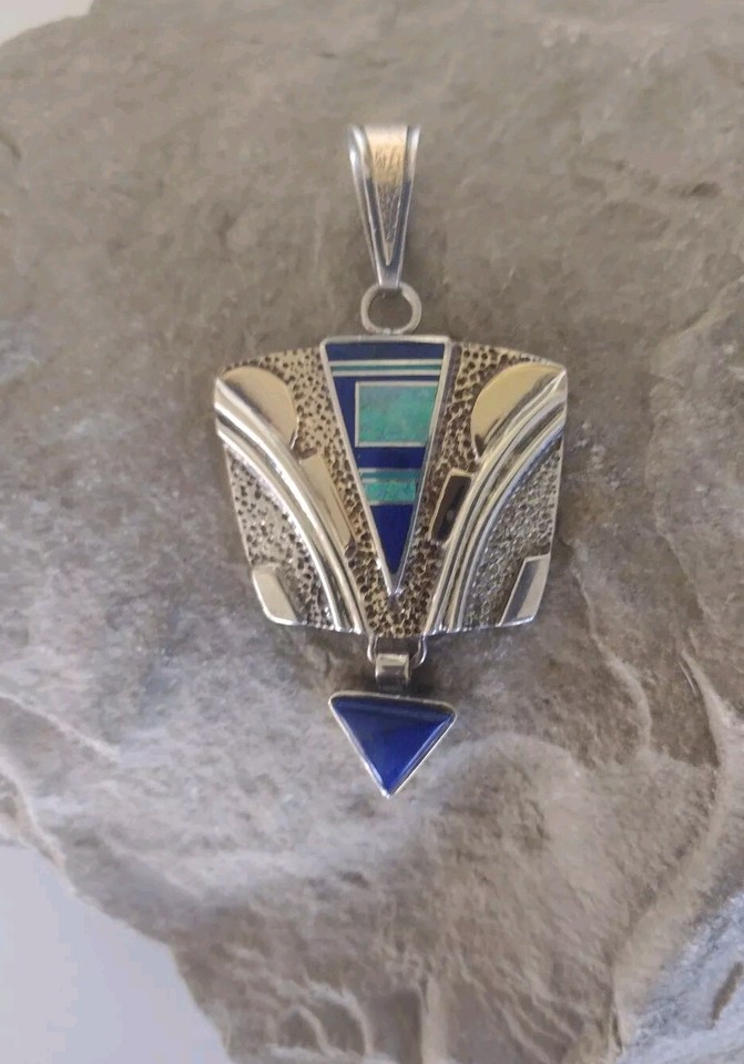RAY TRACEY Sterling Silver, 14k & Inlaid Gemstones Pendant - INCREDIBLY ...