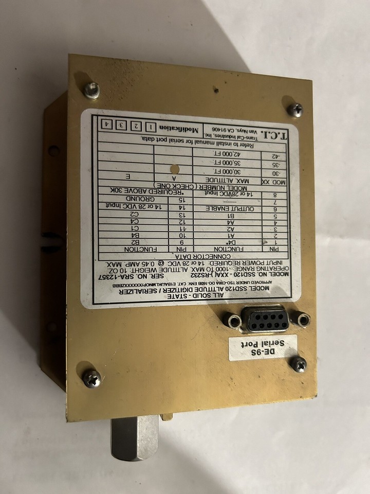 Trans-Cal SSD120 Altitude Digitalizer P/N- SSD120-XXA( )-RS232 No Plug ...