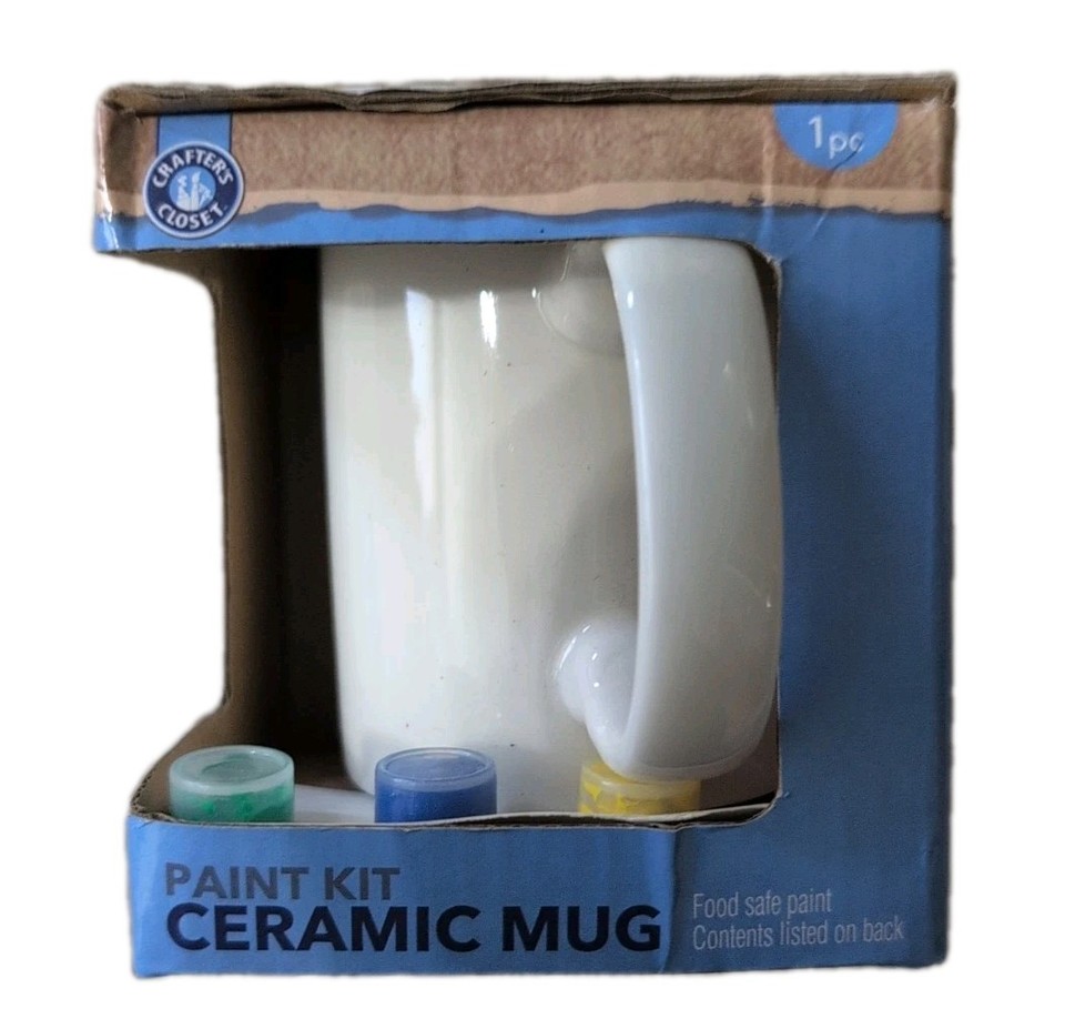 Crafter's Closet Ceramic Design Your Own 11ozMug 6 Pc Paint Kit Brush 4 ...