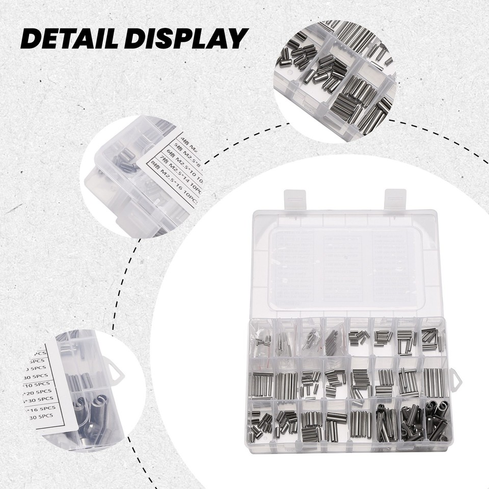 280 StüCk Edelstahl Bolzen Spannung Elastische Zylindrische Splinte ...