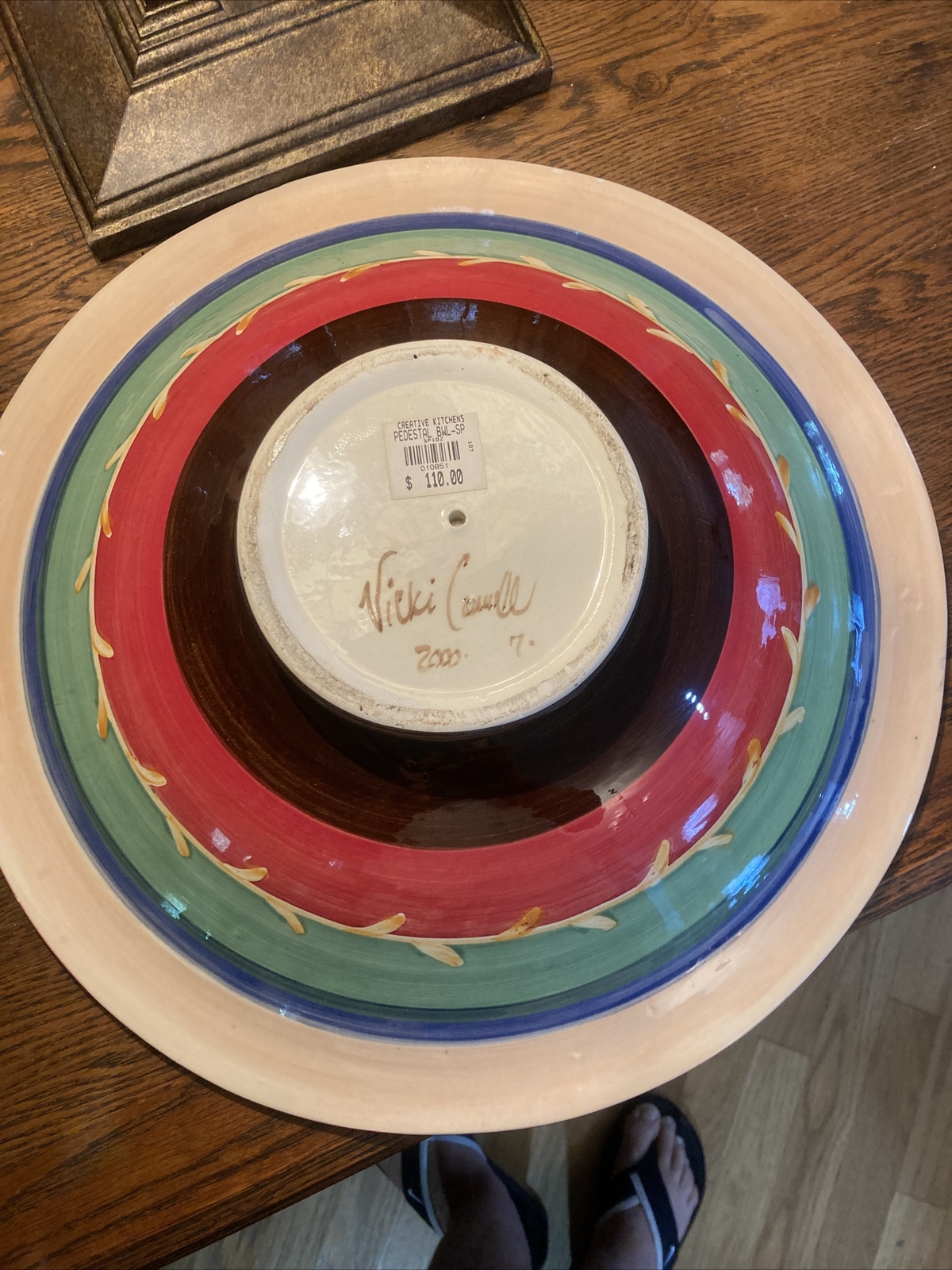 Vicki Carroll Pottery 2000 - LARGE ROUND PEDESTAL BOWL | eBay