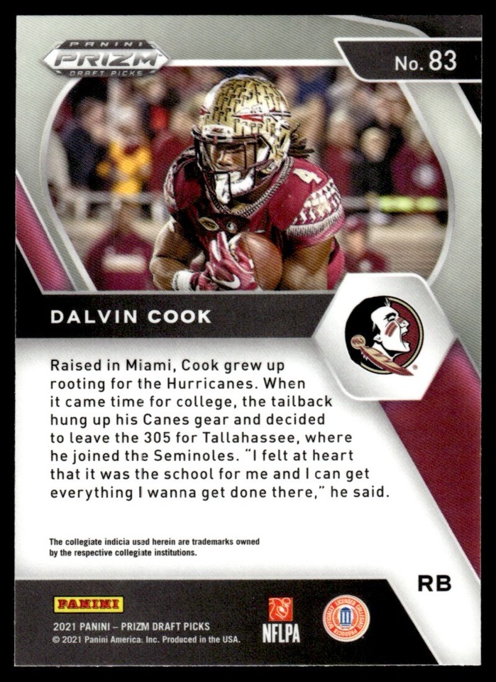 2021 Prizm Draft Picks Dalvin Cook Florida State Seminoles #83 | eBay