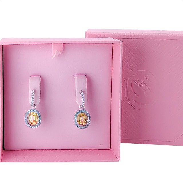 Swarovski Zirconia Chroma Drop Earrings Octagon Cut Rhodium Plated ...