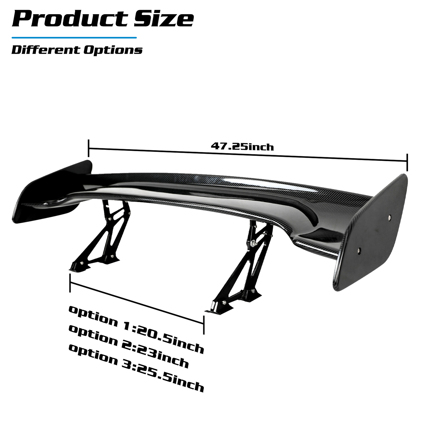 Adjustable Rear Universal Spoiler Wing 47'' Carbon Fiber GT-Style ...