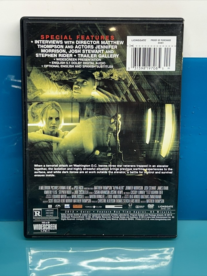 Alpha Alert (Dvd,2014) James Frain/Josh Stewart, Elevator Thriller ...