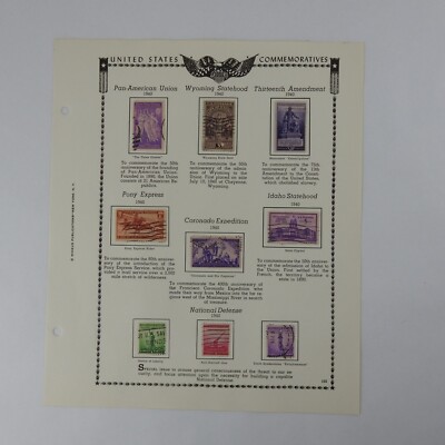 Vintage US Commemoratives Stamp 1940 9pc Set Minkus Pg 103 13th ...