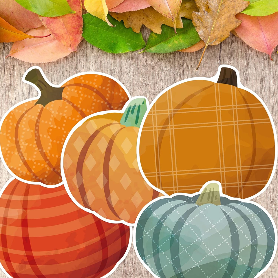 54Pcs Pumpkin Cutouts Fall Watercolor Pumpkin Cut-Outs Thanksgiving ...
