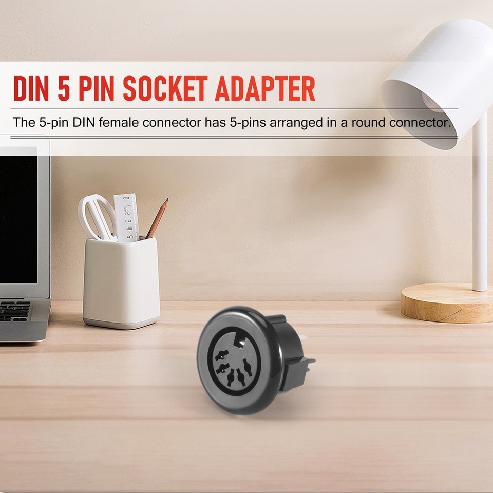 Female 5 Pin DIN Plug Panel Mounted Keyboard Cable Connector Adapter ...