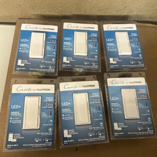*LOT OF 6*Lutron Diva Smart Dimmer Switch Caseta Lighting (DVRF-6L-WH-R ...