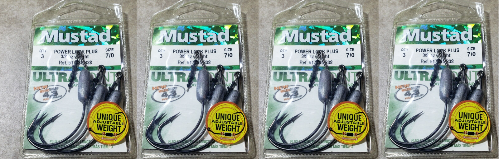 4 Lot Mustad Power Lock Plus 3/8oz 7/0 3-Pack | eBay