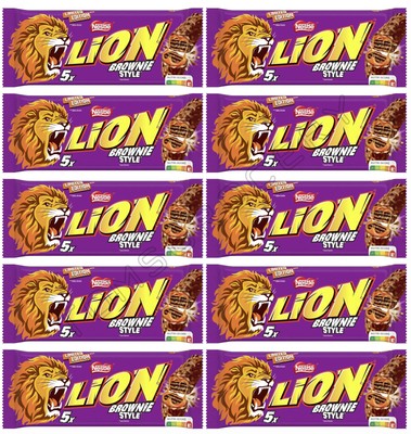 10x LION BROWNIE STYLE Crisp & Creamy Chocolate Bars Sweets Snacks (50 ...
