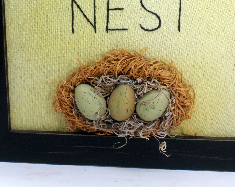 Bless This Nest Handcrafted Embroidered 3D Sign Home Décor Nest & Eggs ...