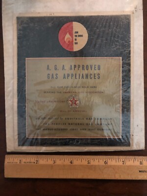VINTAGE A.G.A. APPROVED GAS APPLIANCES EQUITABLE GAS CO DECAL WINDOW ...