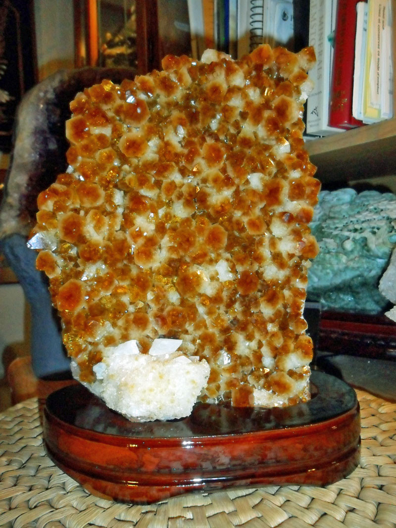 9.5 lb Natural Citrine Quartz Cluster Crystal and Calcite Flower on ...