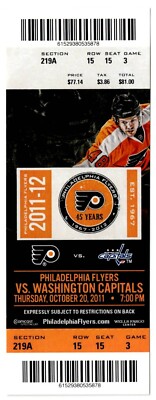 2011 PHILADELPHIA FLYERS - WASHINGTON CAPITALS ticket 10/20 ALEX ...